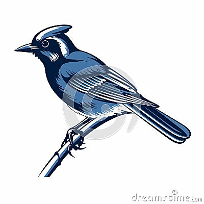 Bold Lithographic Blue Jay Symbol Vector With Distinctive Character ...