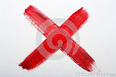 Bold Red HandPainted X Mark On Pristine White Background A Powerful ...