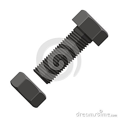Bolt With Fastening Nut In Flat Design Cartoon Vector | CartoonDealer ...