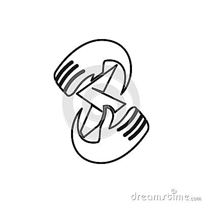 Bolt Hand Rotation Commitment Teamwork Together Outline Logo Vector Illustration | CartoonDealer ...