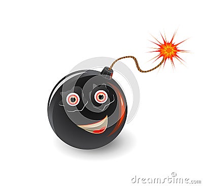 Bomb Face Icon With Burning Fuse Cartoon Vector | CartoonDealer.com ...