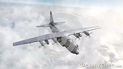 Bomber Dropped Bombs in the Sky. 3d Animation Stock Footage - Video of ...