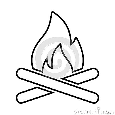 Bonefire, Fire Outline Icon. Line Art Vector Stock Photography ...
