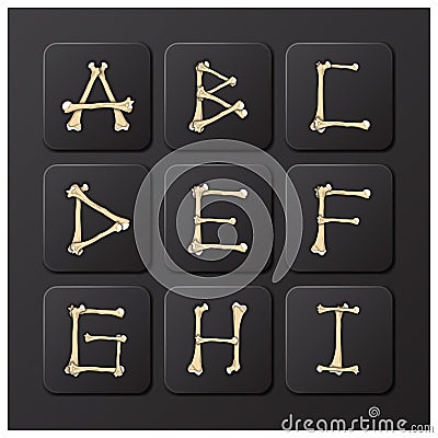 Bones Alphabets Set 1 Cartoon Vector | CartoonDealer.com #40832649