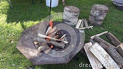 Bonfire Flame in Medieval Summer Fair Stock Footage - Video of ...
