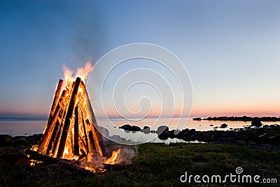 Bonfire And Sunset Sky Royalty Free Stock Photography - Image: 10527947