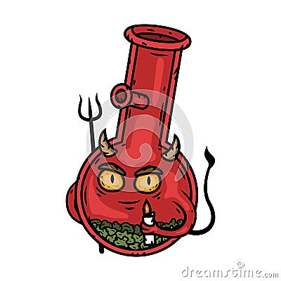 Bong. Bong-devil With A Lighter And A Trident. Vector Cartoon Character ...