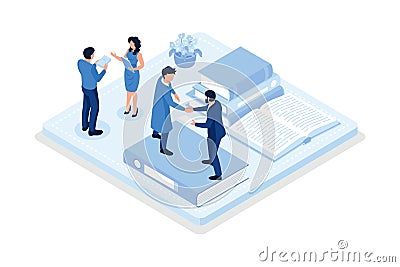 Book Exchange And Reuse, Characters Sharing And Swapping Books, Cartoon ...