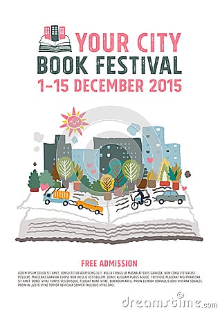 Book Festival Poster Concept Stock Vector - Image: 52078387