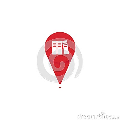 Book Store Or Library Pin Poin Icon Logo For Map Location Vector ...