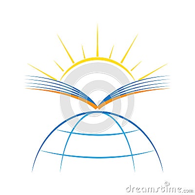 Book Sun Earth Sunrays Sunshine New Light. Vector Illustration Logo ...