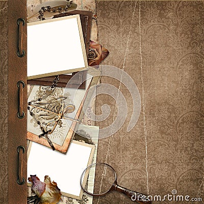 Border With Old Documents, Frames On The Vintage Background Royalty ...