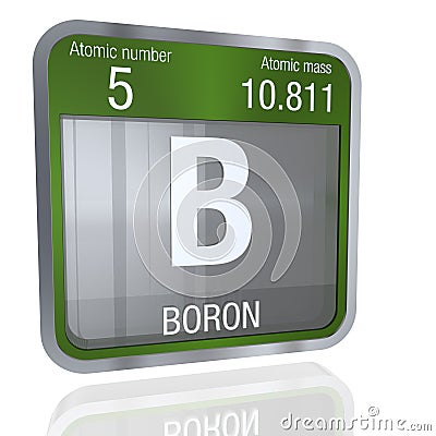 Boron Symbol In Square Shape With Metallic Border And Transparent ...