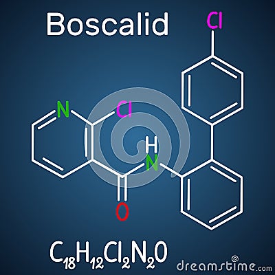Boscalid Molecule. Structural Chemical Formula And Molecule Model On ...