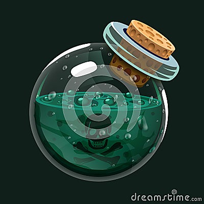 Bottle Of Poison. Game Icon Of Magic Elixir. Interface For Rpg Or ...