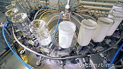 Bottle Washing Process, Top View. Stock Footage - Video of drink ...