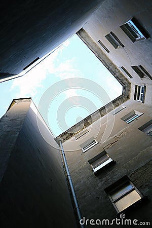 Bottom To Top View In The Courtyard Of The House Stock Photography ...
