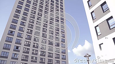 Bottom View Of Residential Buildings With Blue Sky. Frame. Bottom View ...