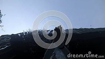 Bottom View of the Swimmer Moving Forward in the Pool Stock Footage ...