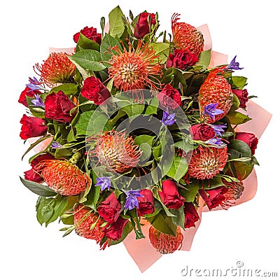 Bouquet Of Flowers Top View Isolated On White Stock Photo - Image: 59542496