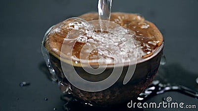 Bowl on a Surface Being Overfilled with Water Stock Video - Video of ...