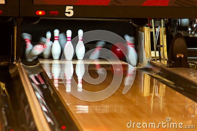 Bowling Pins Falling From Ball Royalty Free Stock Image - Image: 5035976