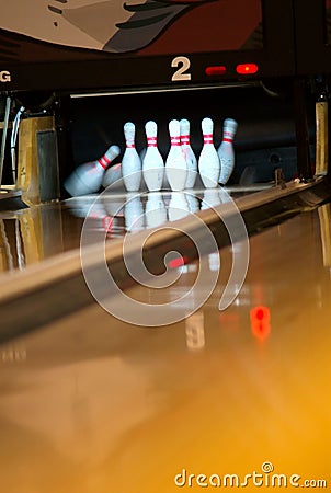 Bowling Pins Falling From Ball Stock Photo - Image: 5035980