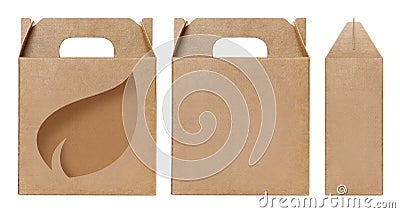 Box Brown Window Shape Cut Out Packaging Template, Empty Kraft Box ...