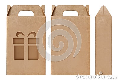 Box Brown Window Shape Cut Out Packaging Template, Empty Kraft Box ...