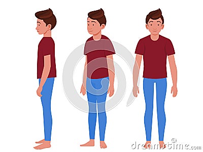 Boy Character Turnaround Model Sheet, Vector Illustration ...