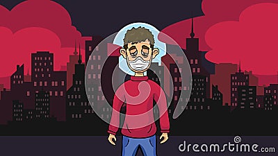 Man With Protective Face Mask, Walking On Street. Covid-19, Coronavirus ...