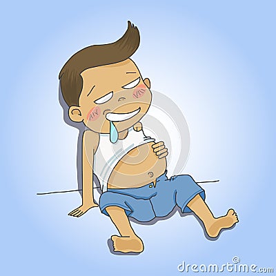 Boy Feel Full Vector Illustration | CartoonDealer.com #48862402