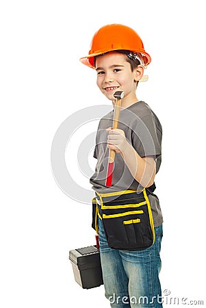 Boy Holding Hammer And Tools Box Stock Photo | CartoonDealer.com #19027512
