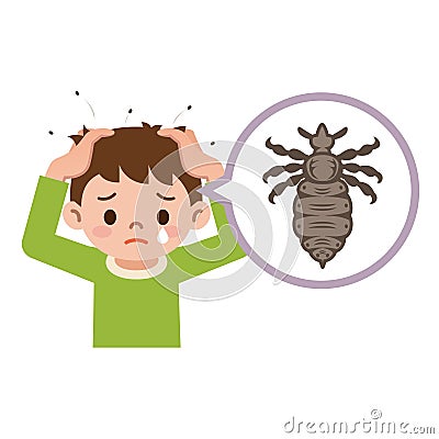 Boy With Lice. Illustration Of A Boy With Lice On His Head ...
