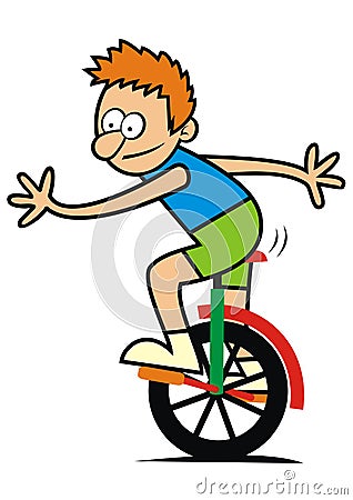 Boy And Monocycle Vector Illustration | CartoonDealer.com #68581312