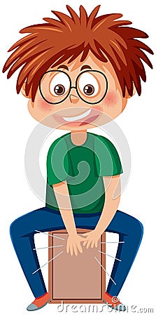A Boy Playing Cajon Box Vector Illustration | CartoonDealer.com #259696796