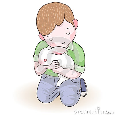 Boy And Rabbit Stock Vector - Image: 43900667