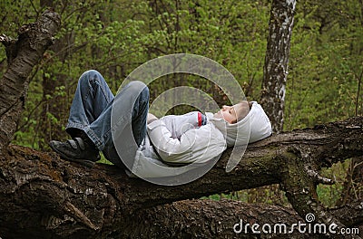 Boy Sleeping In Forest Royalty Free Stock Images - Image: 2553959