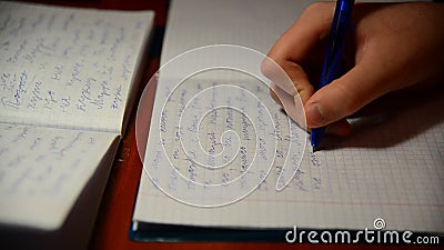 Boy Writes in Notebook Homework on Russian Language Stock Footage ...