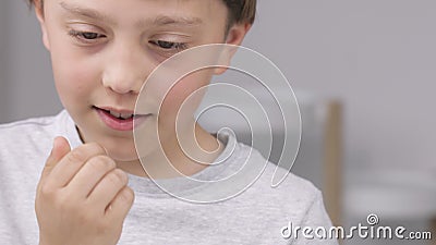 Boy is itching his face. stock video. Video of allergen - 248147695