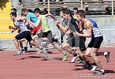 Boys On The 100 Meters Race Editorial Photo | CartoonDealer.com #24540167