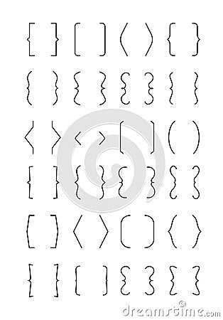 Bracket Set. Square, Round And Angle, Curly Brace Brackets Icons ...