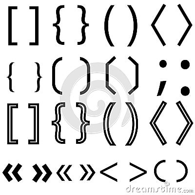 Brackets Set. Typography Symbols Of Various Shapes. Line With Editable ...