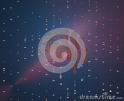 Brain Composed of Binary Code, Network Data Transmission, Program Core and Artificial ...