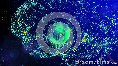 The Brain Consisting of Luminous Lines and Points Forming the Planet ...