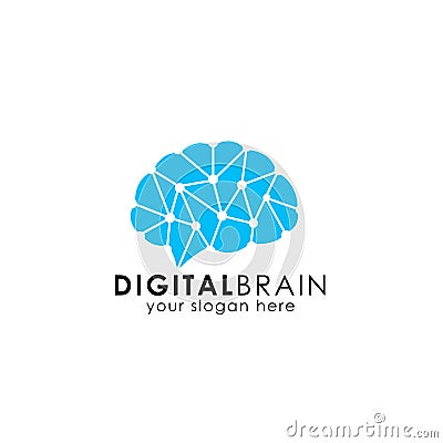Brain Hub Logo Design. Brain Connection Logo. Digital Brain Vector ...