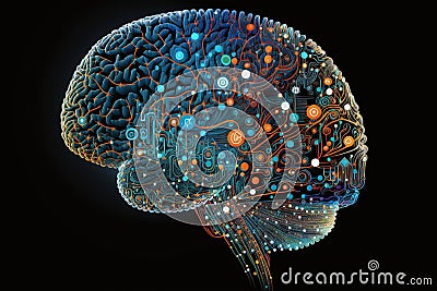 Brain Implanted With Artificial Inteligence Microchips. Ai Brain. Human ...