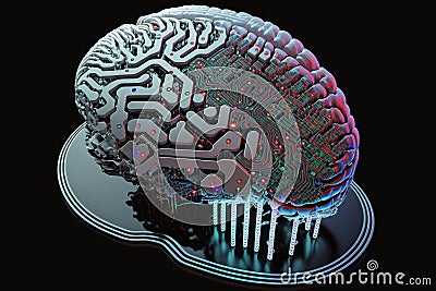 Brain Implanted With Artificial Inteligence Microchips. Ai Brain. Human ...