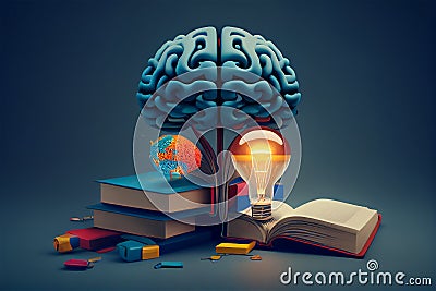 Brain And Knowledge While Discovering New Ideas Stock Image ...