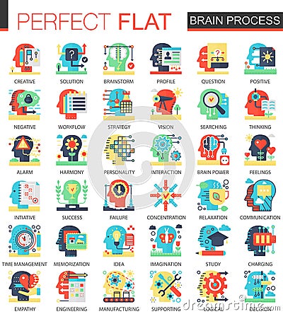 Brain Mind Individuality Process Vector Complex Flat Icon Concept Symbols For Web Infographic ...